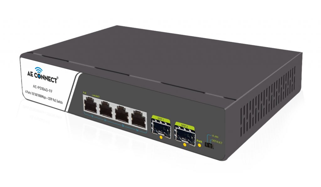24 port PoE switch - 24×10/100 PoE+, 250 W, 2 SFP uplinks