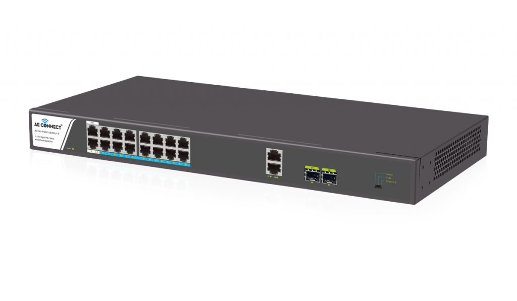 16 Port Gigabit PoE Switch with Uplinks for IP Networks